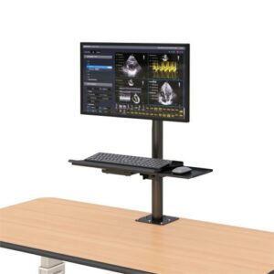 Desktop Monitor Pole Mount with Fixed Keyboard Tray – Best Mounting