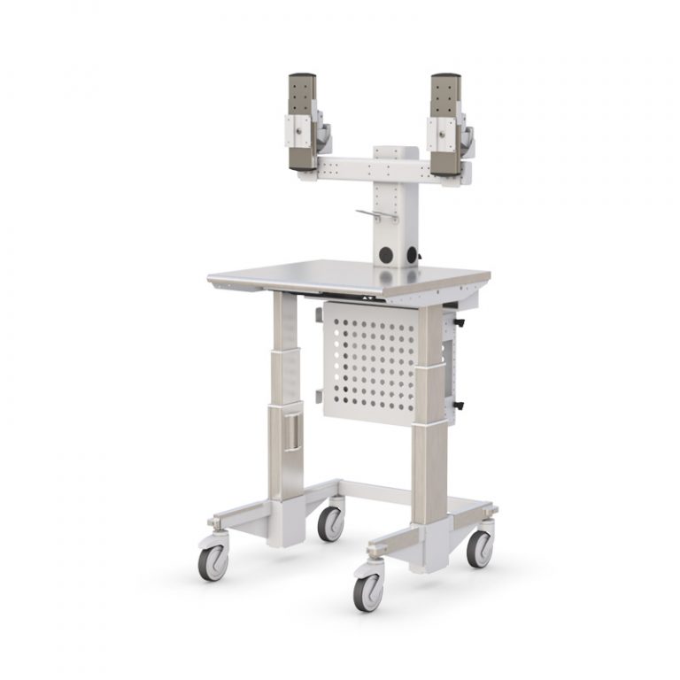 Mobile Workstation with Dual Monitors for Cleanroom – Best Mounting